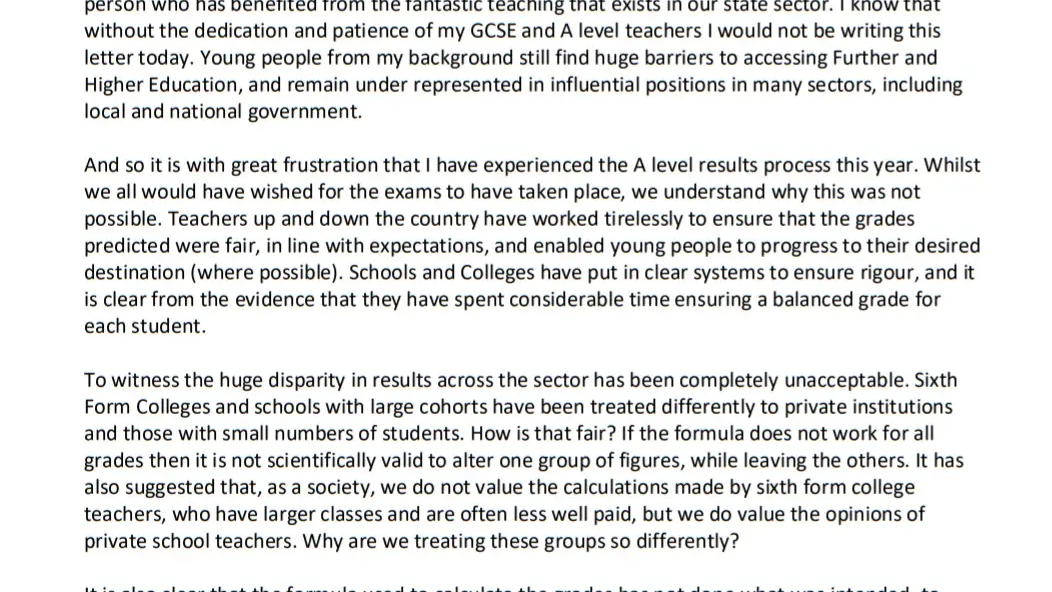 Cllr Dan Boatright calls for A level results to follow teacher ...